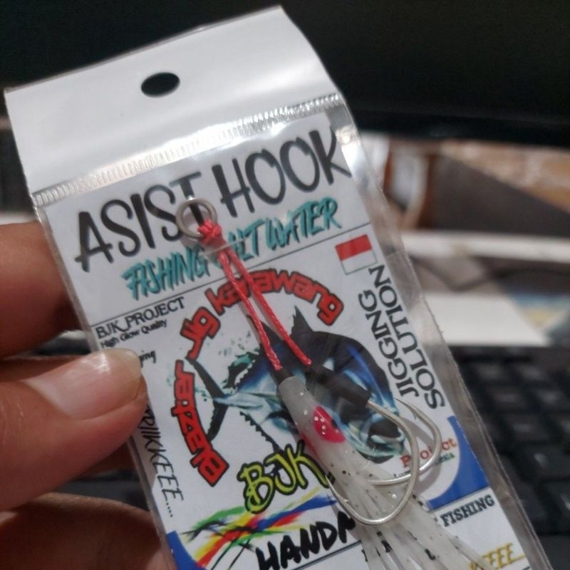 Jual ASIST HOOK METAL JIG, SIZE 1/0 S/D 5/0 CUMI KARET GLOW BIRU TOSCA ...