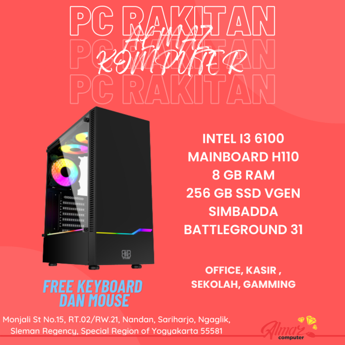 Jual PC RAKITAN Paket PC Rakitan Admin & Office Gaming i3 6100 INTEL ...