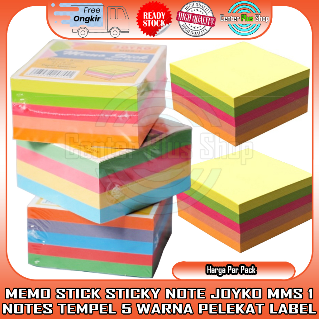 Jual MEMO STICK STICKY NOTE JOYKO MMS 1 NOTES TEMPEL 5 WARNA PELEKAT ...