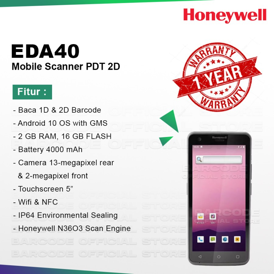 Jual Scanner Barcode Honeywell EDA40 / EDA-40 / EDA 40 Touchscreen ...