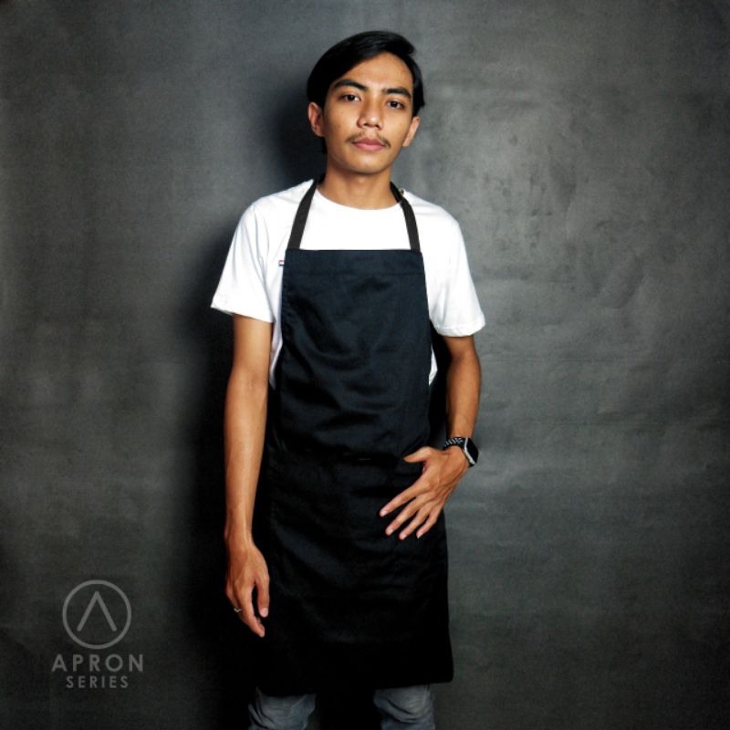 Jual APRON BARISTA /KITCHEN HITAM POLOS | Shopee Indonesia