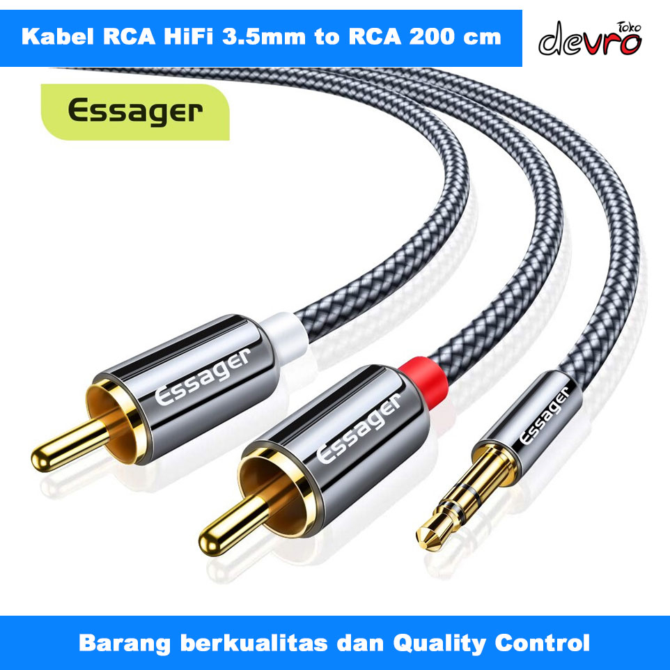 Jual Kabel RCA ke Jack Aux 3.5mm - Kabel Audio HiFi 3.5mm to RCA 2 ...