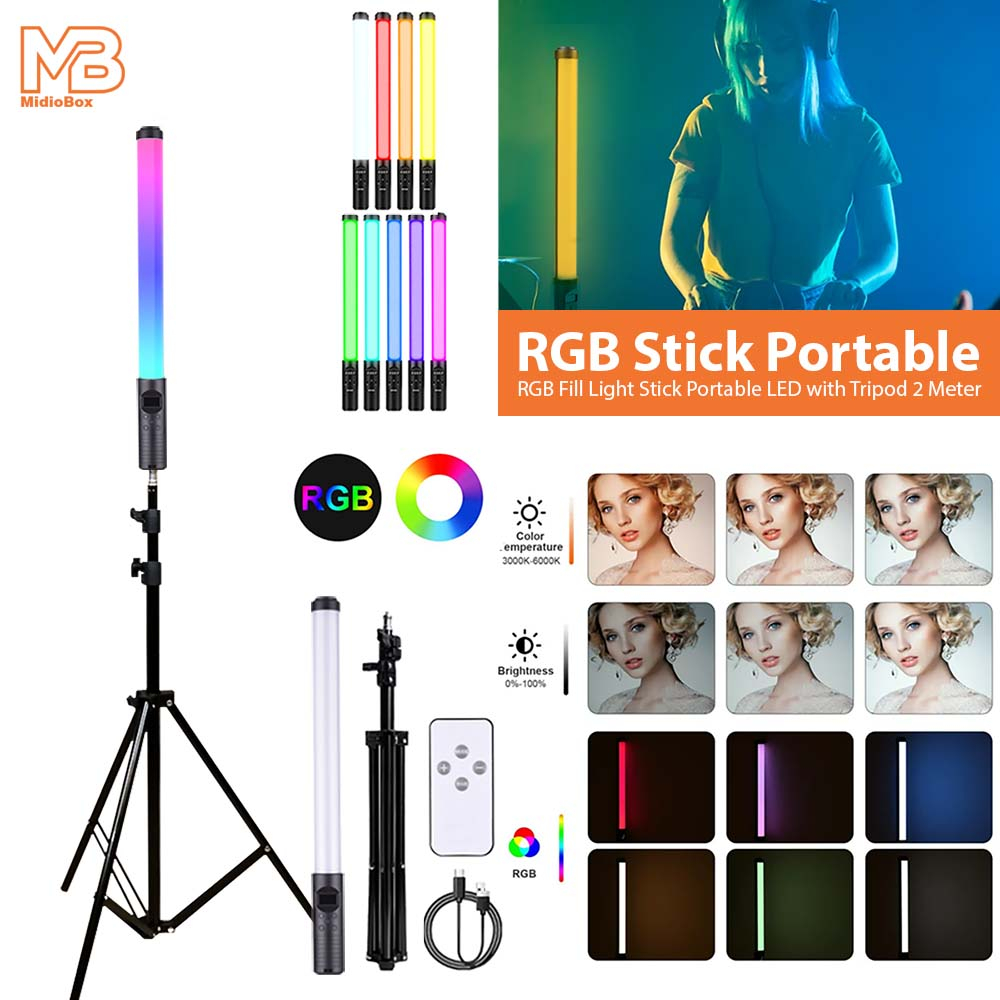 Jual RGB Fill Light Stick Portable LED Plus Tripod Stand 2 Meter ...