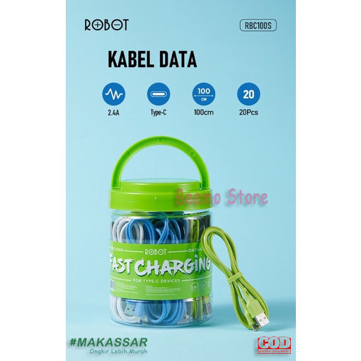 Jual ROBOT | Kabel Data Robot Bulat Micro USB 2A & Type C 2.4A 100cm Original Batok Charger ...