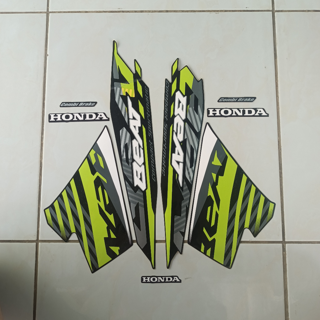 Jual stiker striping honda beat fi 2021 hitam lis hijau list body ...