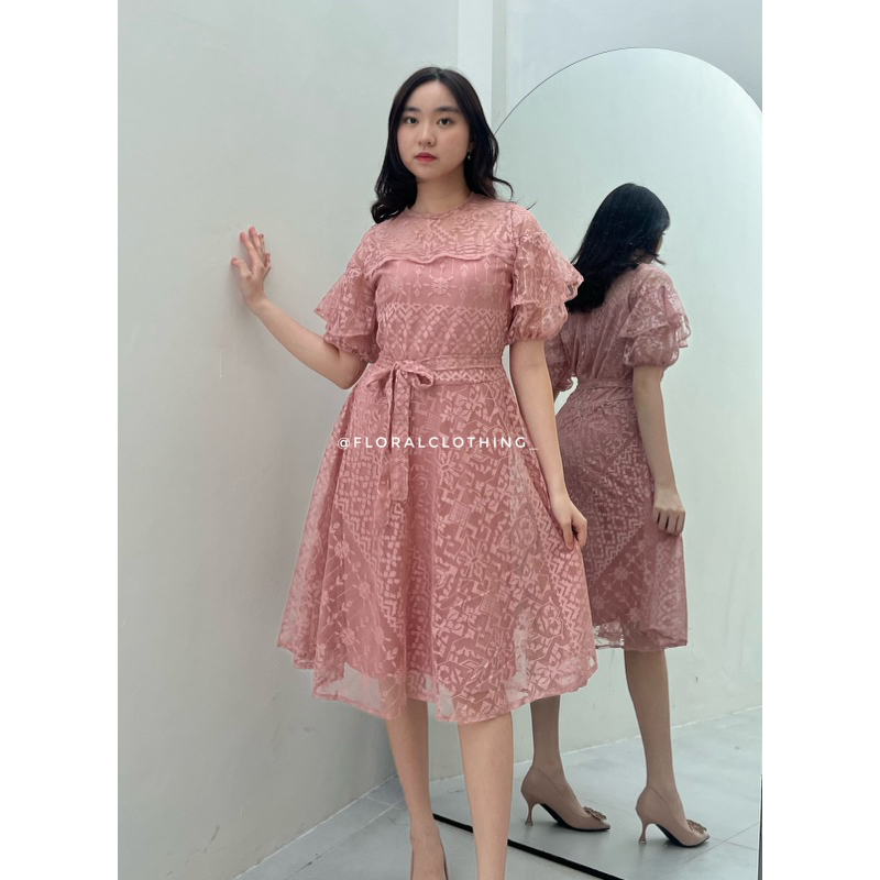 Jual F175 dress pesta wanita elegan party dress brokat premium | Shopee ...