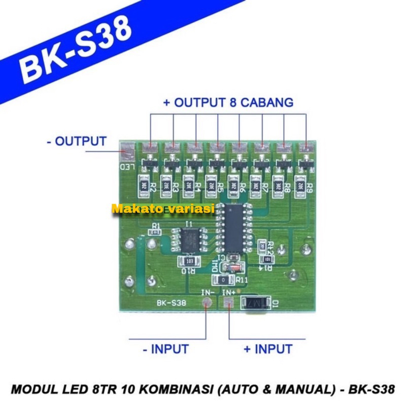 Jual Modul lampu LED running runing 10 mode 8tr BK S38 kombinasi 12v ...