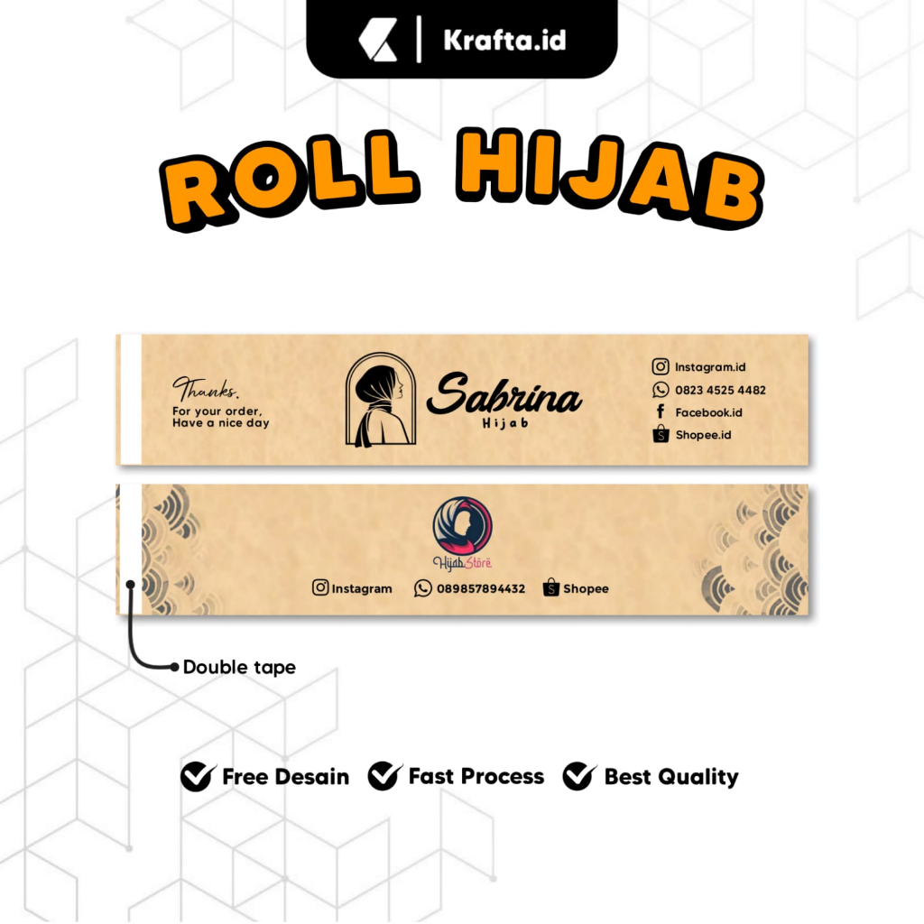 Jual Roll Hijab / Label Pengikat Hijab / Roll Souvenir Custom - Kertas ...
