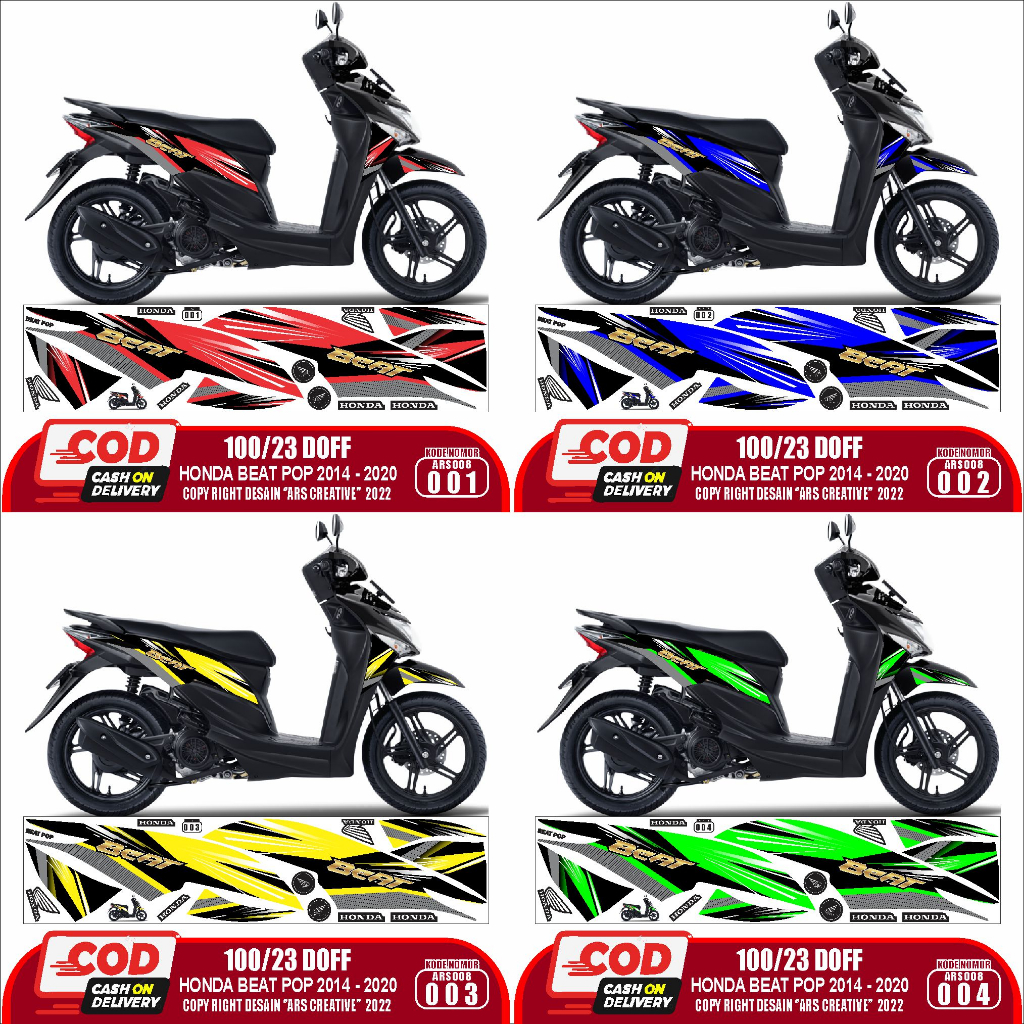 Jual Stiker Striping Honda Beat Pop 2014-2019 Variasi Decal ARS008 ...