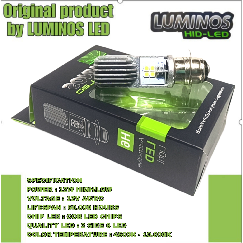 Jual Lampu Led 2 sisi 8Led Luminos H6 Lampu Depan Motor Bebek matic LED H6 luminos AC DC Putih ...