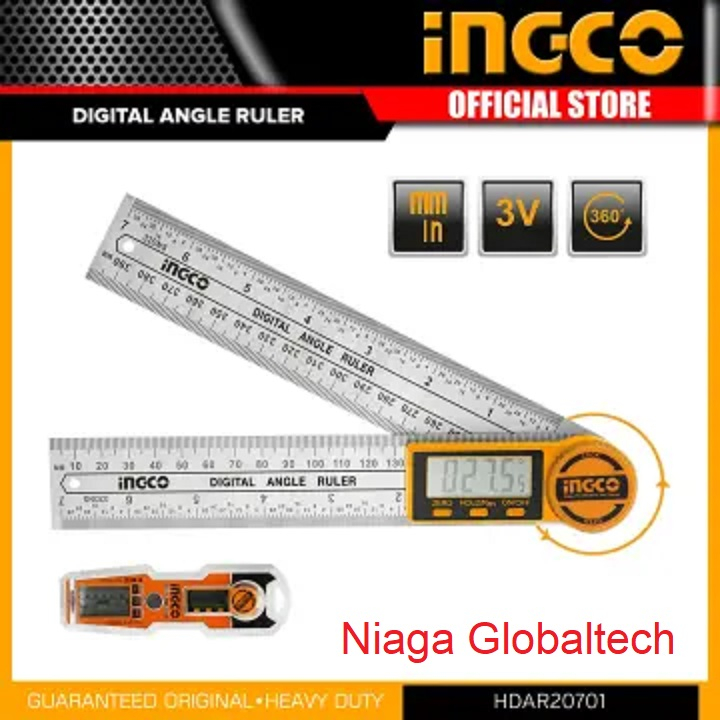 Jual INGCO HDAR20701 DIGITAL ANGLE RULER 40CM PENGGARIS SUDUT SIKU ...