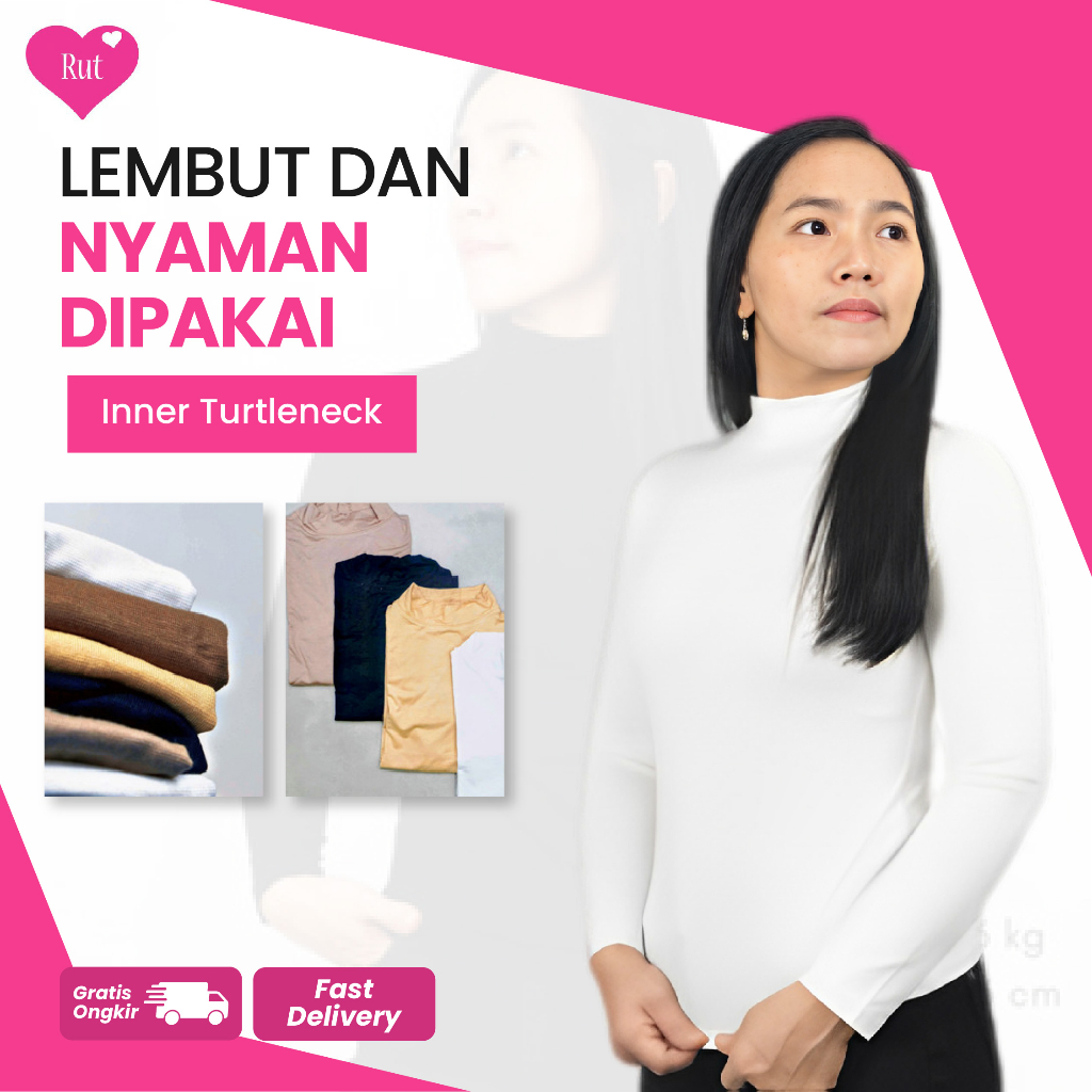 Jual Kaos Inner Manset Oblong Dalaman Wanita Lengan Panjang Polos Longsleeve Turtle Neck Bahan ...