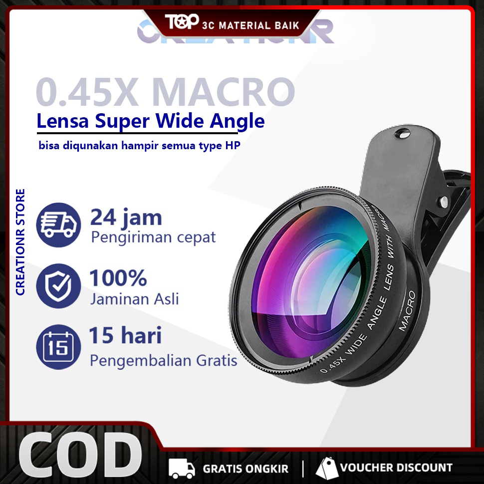 Jual 【Ready Stock COD】2 In 1 Lensa Super Wide Angle Lens Macro ...