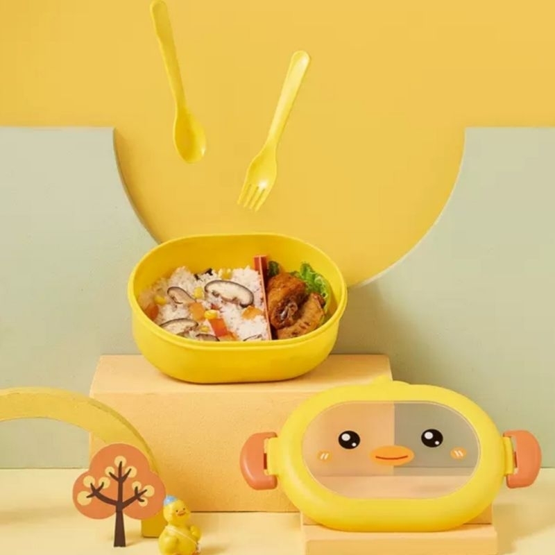 Jual [ COD ] Kotak Bekal Anak Bebek / Lunch Box Anak 2 Sekat Motif ...