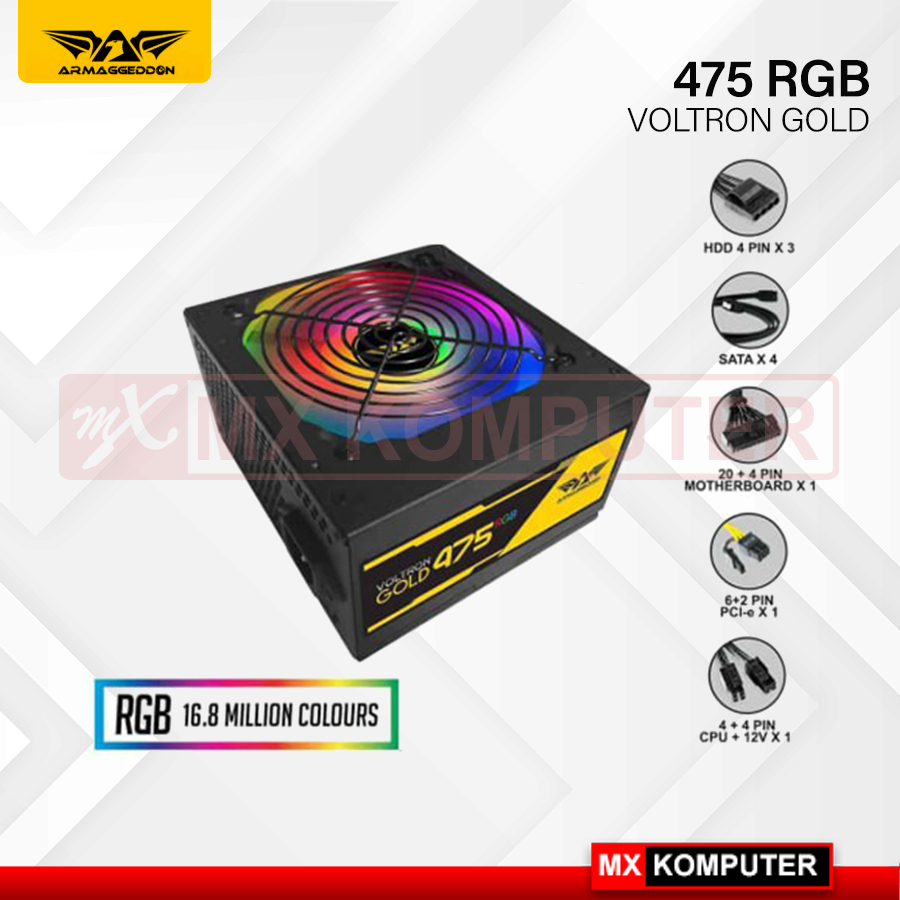 Jual PSU Armaggeddon Voltron Gold 475 RGB - Fan With Multicolor LED Light | Shopee Indonesia