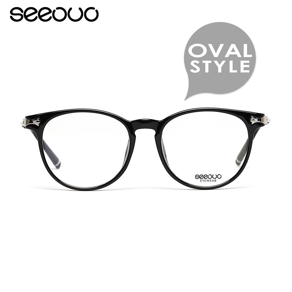 Jual Seeouo - Frame Kacamata Plano Lens Bentuk Oval Bahan Metal Fashion Pria Wanita Bisa Minus ...