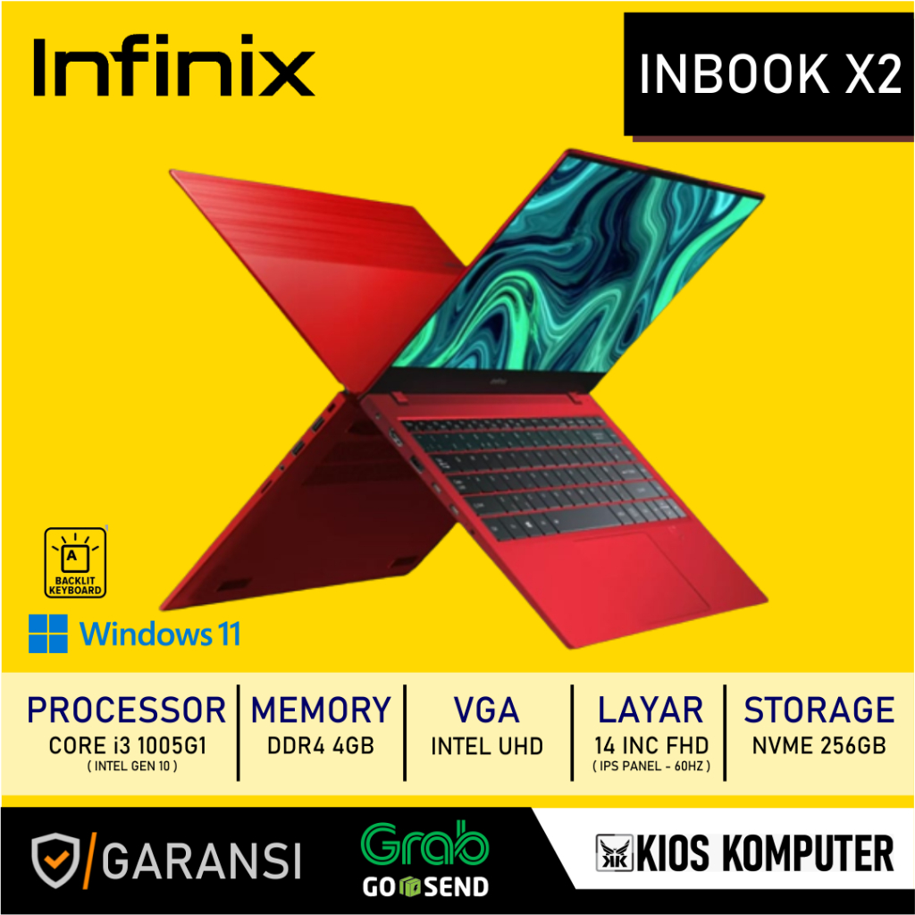 Jual INFINIX INBOOK X2 CORE I3 1005G1 4GB RAM 256GB NVME 14 INC FHD IPS ...