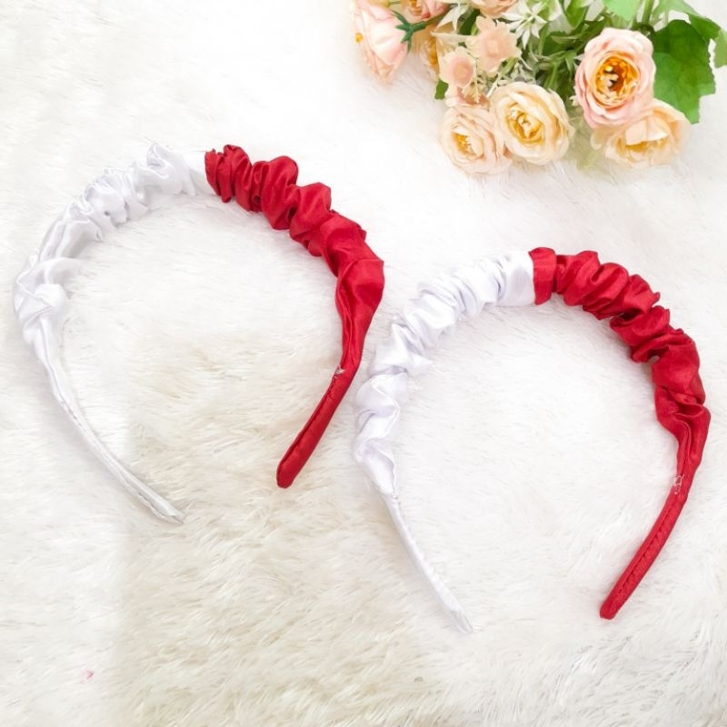 Jual Bando Scrunchie Merah Putih Bandana Kerut Merah Putih Bando ...