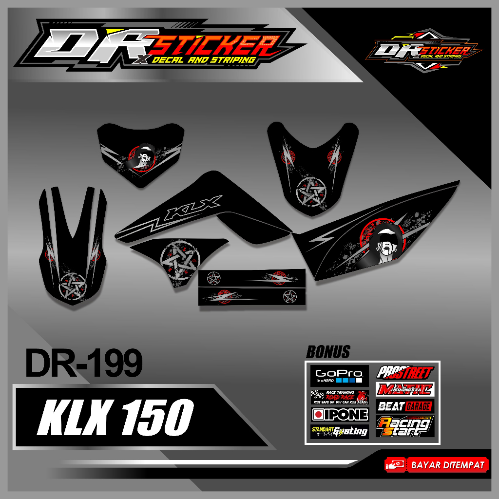 Jual (DR-199) STRIPING KLX 150 STIKER TRANSPARAN KLX 150 VARIASI LIST ...