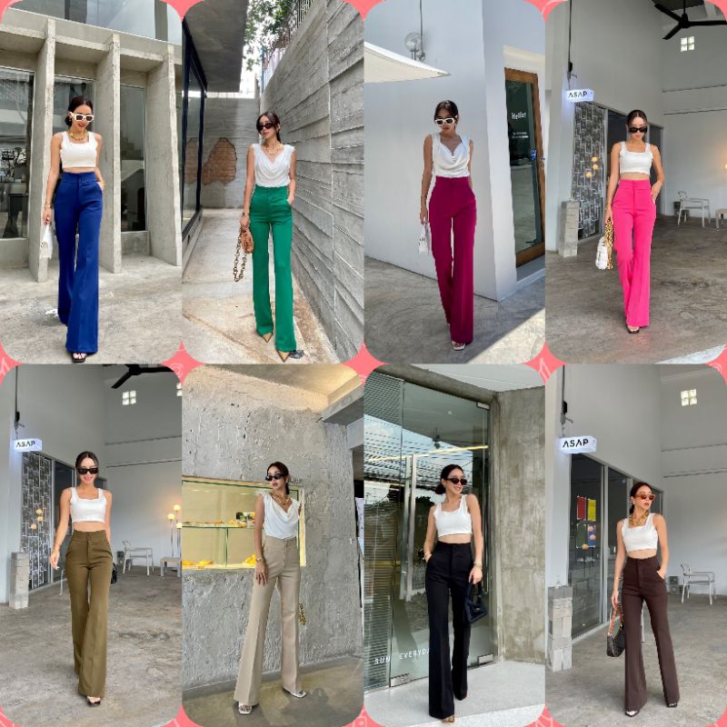 Jual NEW PROMO Ori Promthong pants highwaist 2 button cutbray pants ...