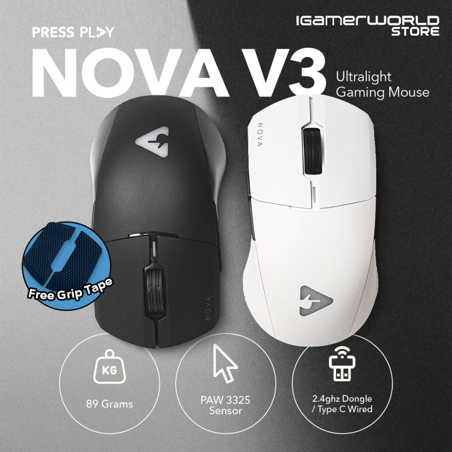 Jual Press Play NOVA V3 Ultralight Wireless Gaming Mouse | Shopee Indonesia
