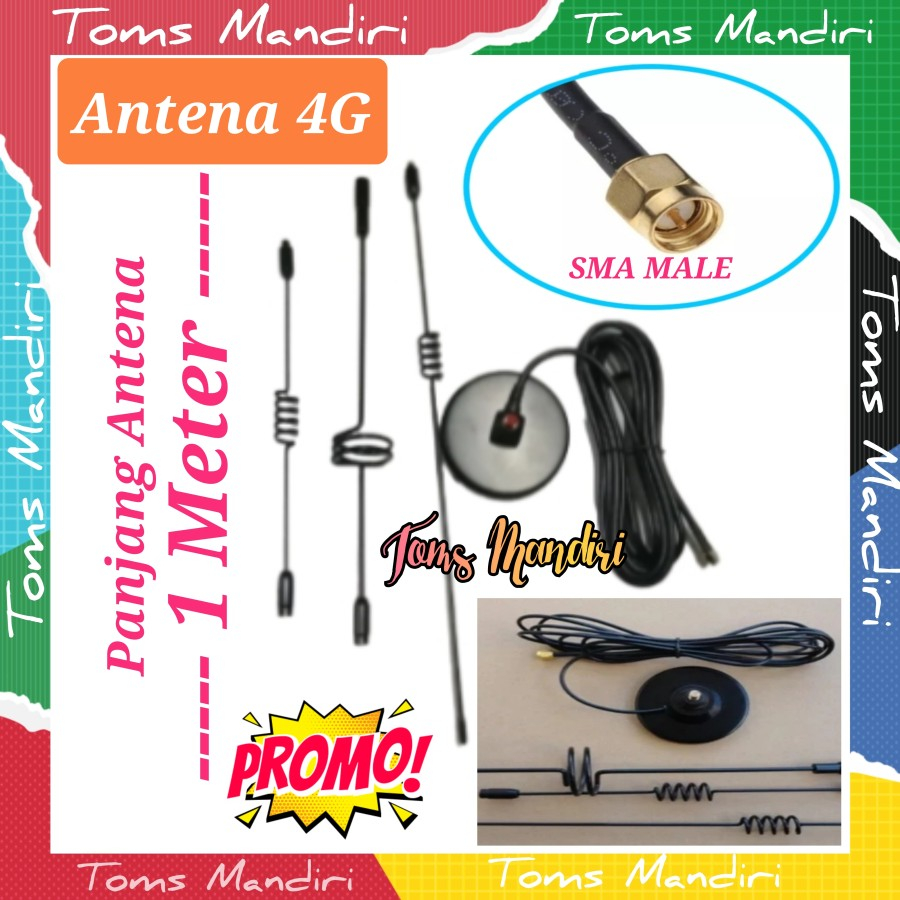 Jual Antena Modem 3G/4G GSM 15Dbi SMA Male Panjang Antena 1 Meter rg58 ...