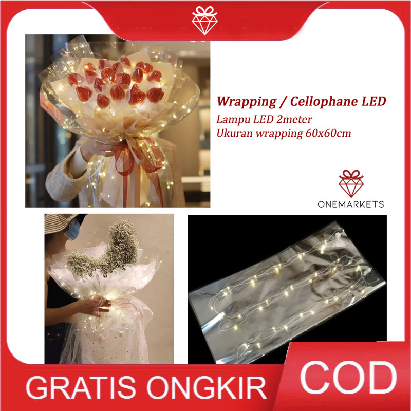 Jual 1LEMBAR Wrapping Lampu LED - Cellophane Transparant Buket Bunga ...