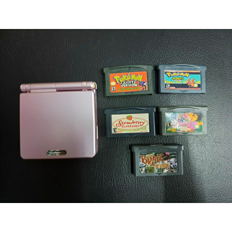 Jual Nintendo Gameboy Advance SP GBA SP Pearl Pink + 5 Kaset Pokemon ...