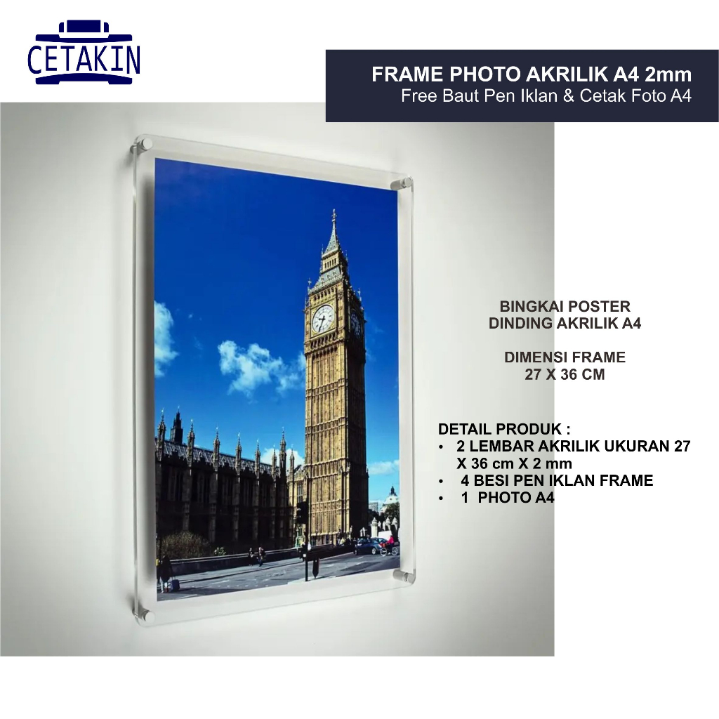 Jual CETAKIN | FRAME DINDING AKRILIK, BINGKAI FOTO AKRILIK A4+ GRATIS ...