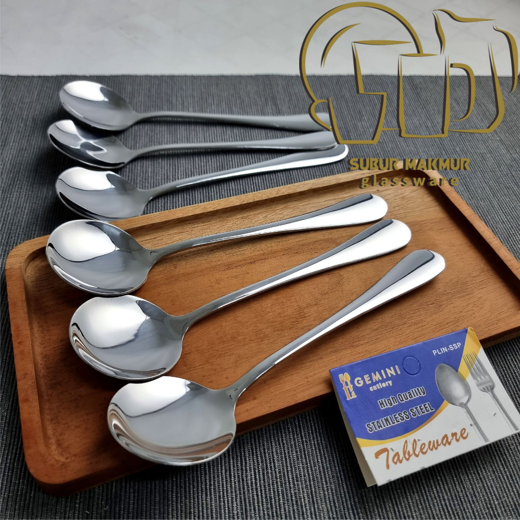 Jual [6 pcs] Sendok Sup Tebal GEMINI Hotel Stainless Steel Soup Spoon ...