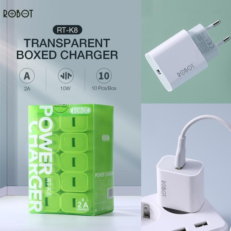 Jual VIVAN ROBOT RT-K8 Charger Adaptor 10W 5V/2A Kepala Charger ...