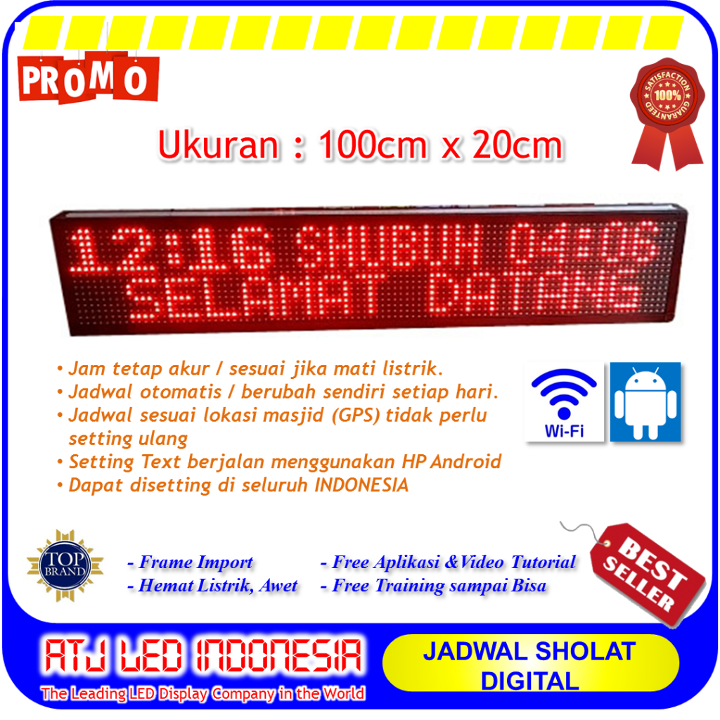Jual Tulisan berjalan Jam Masjid Jadwal sholat digital LED | Shopee ...