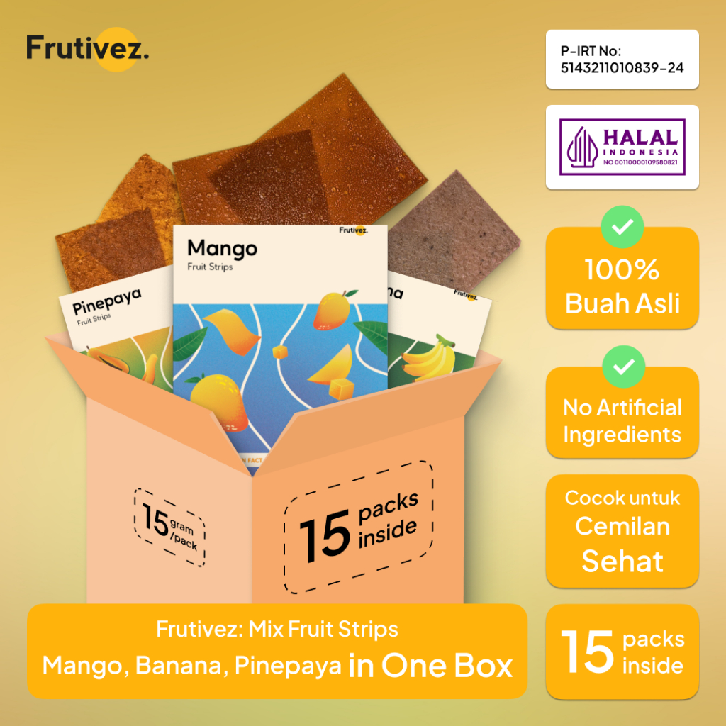 Jual [15 Pack] Frutivez FrutiMix Fruit Strips - Dehydrated Fruits ...