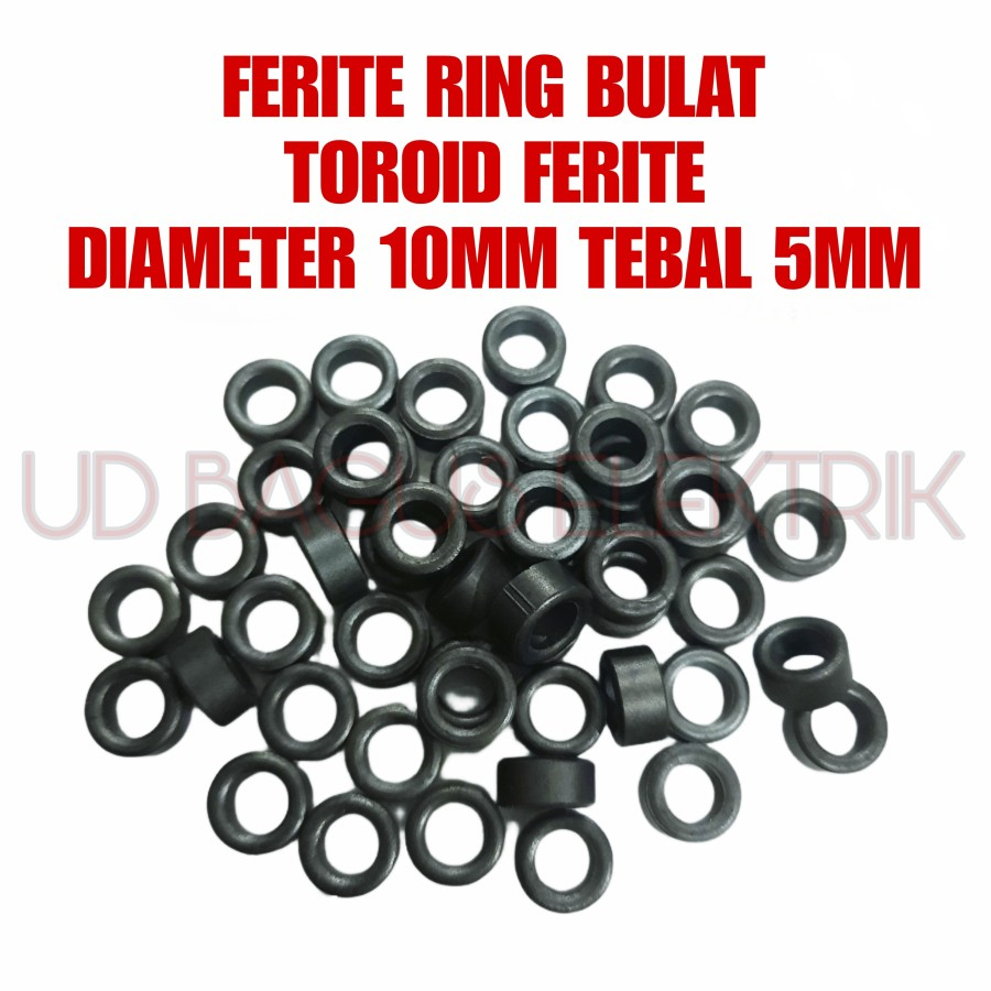 Jual FERITE RING BULAT HITAM / TOROID FERITE DIAMETER 10MM TEBAL 5MM ...