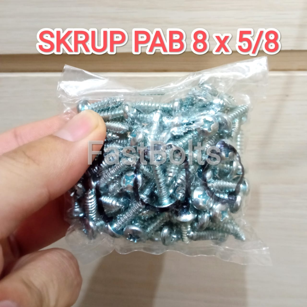 Jual BAUT SKRUP SEKRUP PAB FAB 8 x 5/8 isi 100pcs | Shopee Indonesia