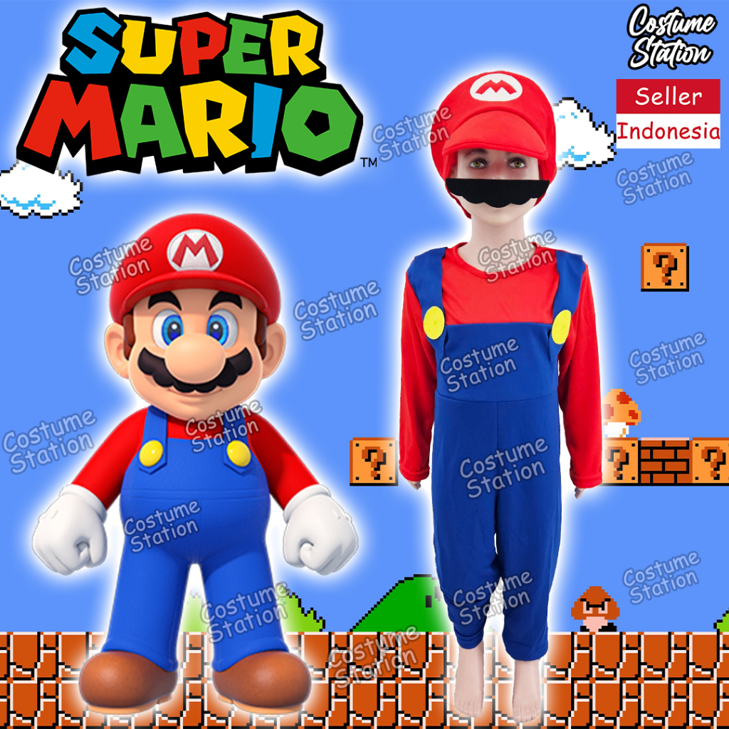 Jual Kostum Mario / Costume Karakter Game Super Mario Bros anak cowo ...