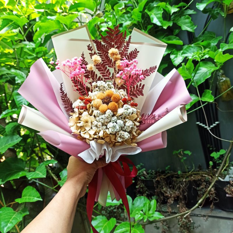 Jual Linea Buket Bunga Kering JENNY Buket Wisuda Gift Kado Isi Edelweis ...