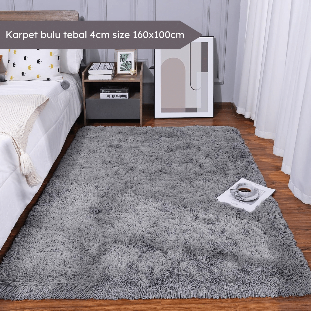 Jual karpet bulu rasfur lembut ukuran 160x120 tebal 5cm | Shopee Indonesia