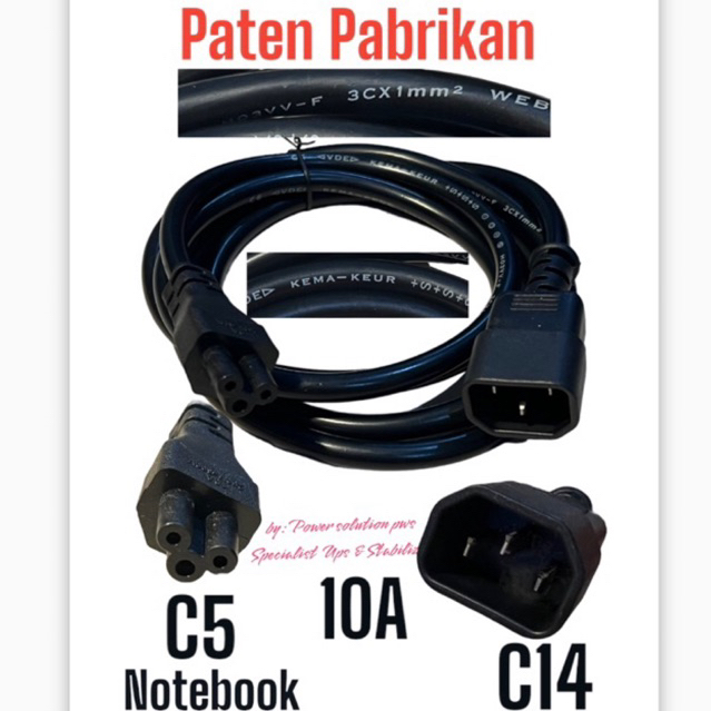 Jual Kabel Power Ac Cord C14 to C5 / C14 to Colokan Notebook / C14 ...