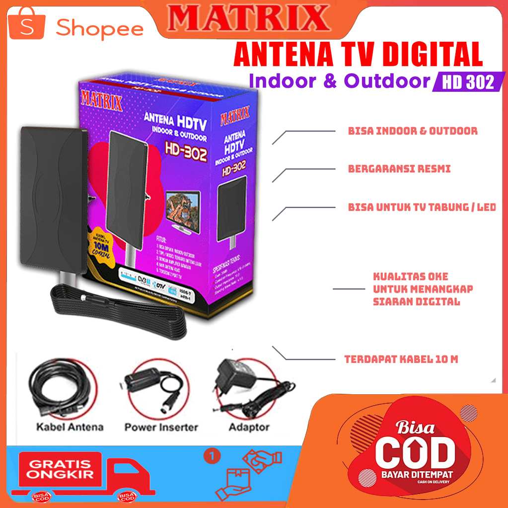Jual Antena TV Digital Matrix HD 302 Set Top Box DVB T2 ANTENA TV DIGITAL / ANTENA SET TOP BOX ...