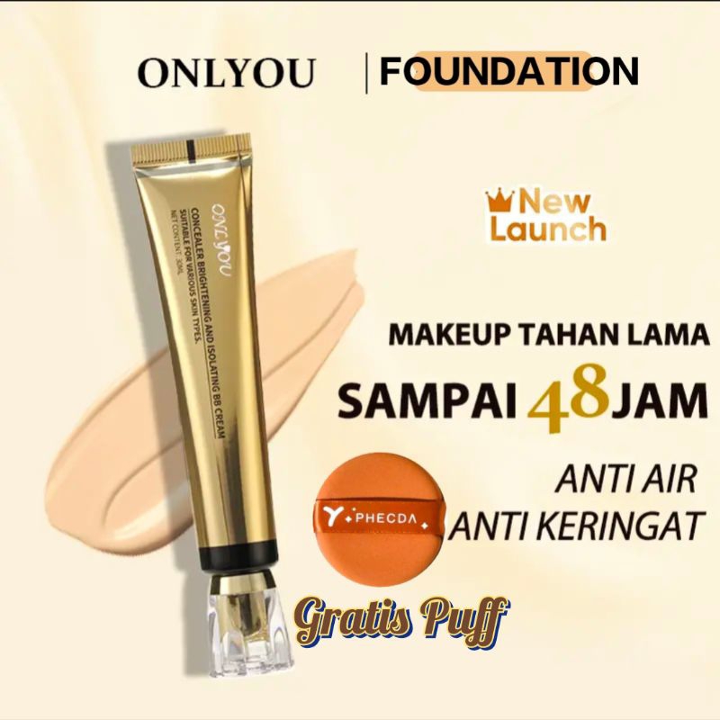 Jual ONLYOU Foundation ( GRATIS PUFF ) Untuk mengecilkan pori- pori BB ...