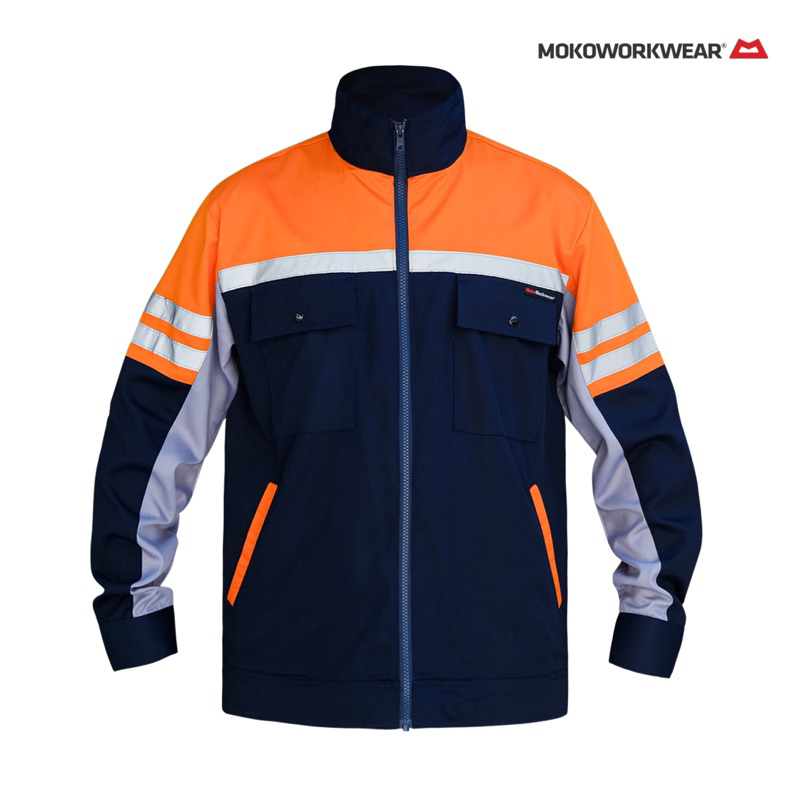 Jual JAKET SAFETY PROYEK NAVY ORANGE MOKOWORKWEAR | Shopee Indonesia