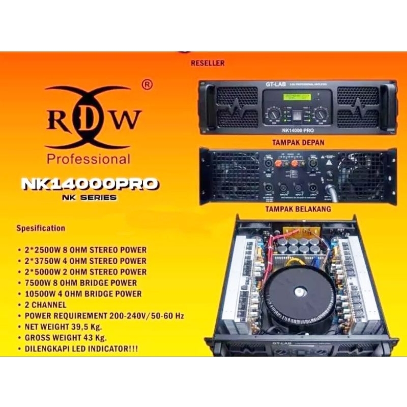 Jual Power Amplifier RDW GTLAB NK14000 PRO / Gt Lab Nk 14000 Pro | Shopee Indonesia