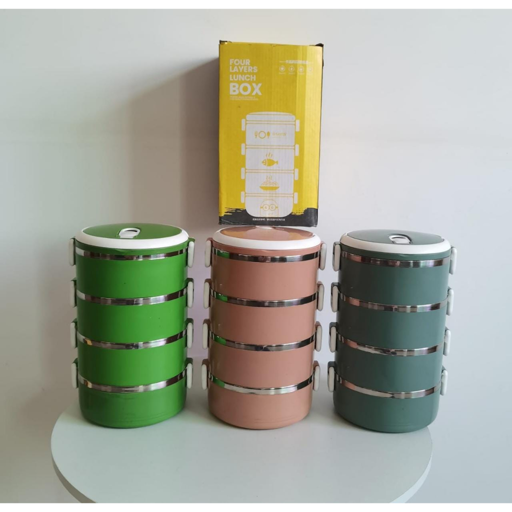 Jual Rantang Polos 4 Susun Launch Box Warna Random | Shopee Indonesia