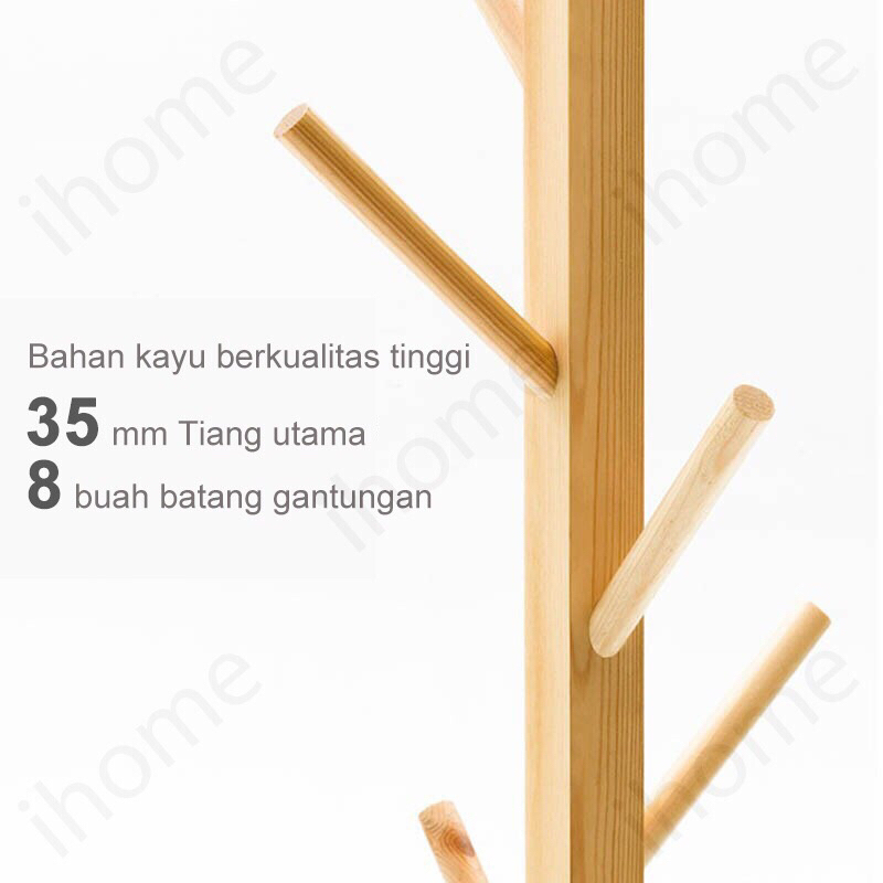 Jual stand hanger kayu estetik/ stand topi, tas, baju / ladder hanger ...