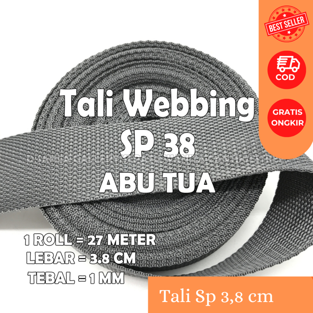 Jual Tali Webbing Sling Strap Lebar 3.8 cm Tebal 1mm untuk Tali Tas ...