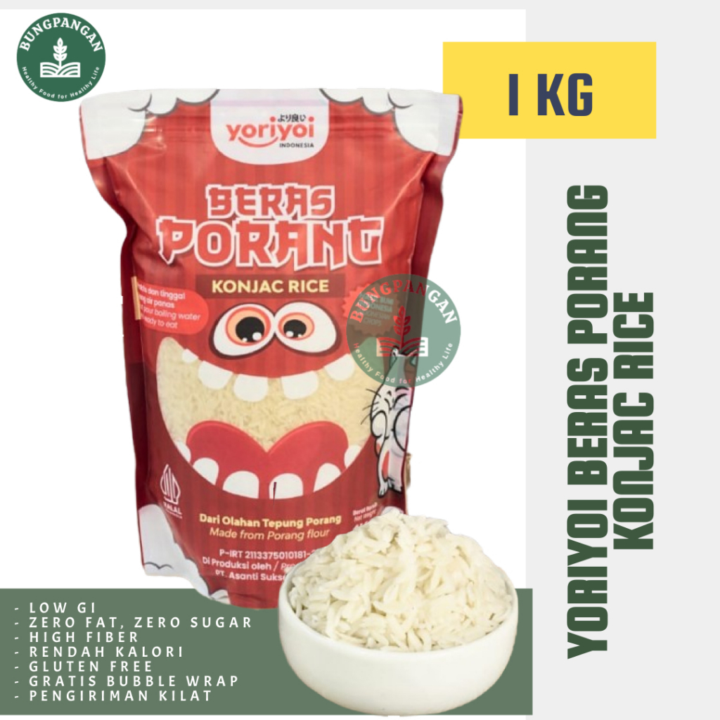 Jual YORIYOI Beras Porang Shirataki Konjac 1 kg Sehat Diet Rendah ...