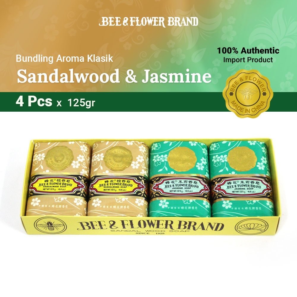 Jual BEE & FLOWER BUNDLE BAR SOAP SANDALWOOD - JASMINE 125 Gr (4 Pcs ...