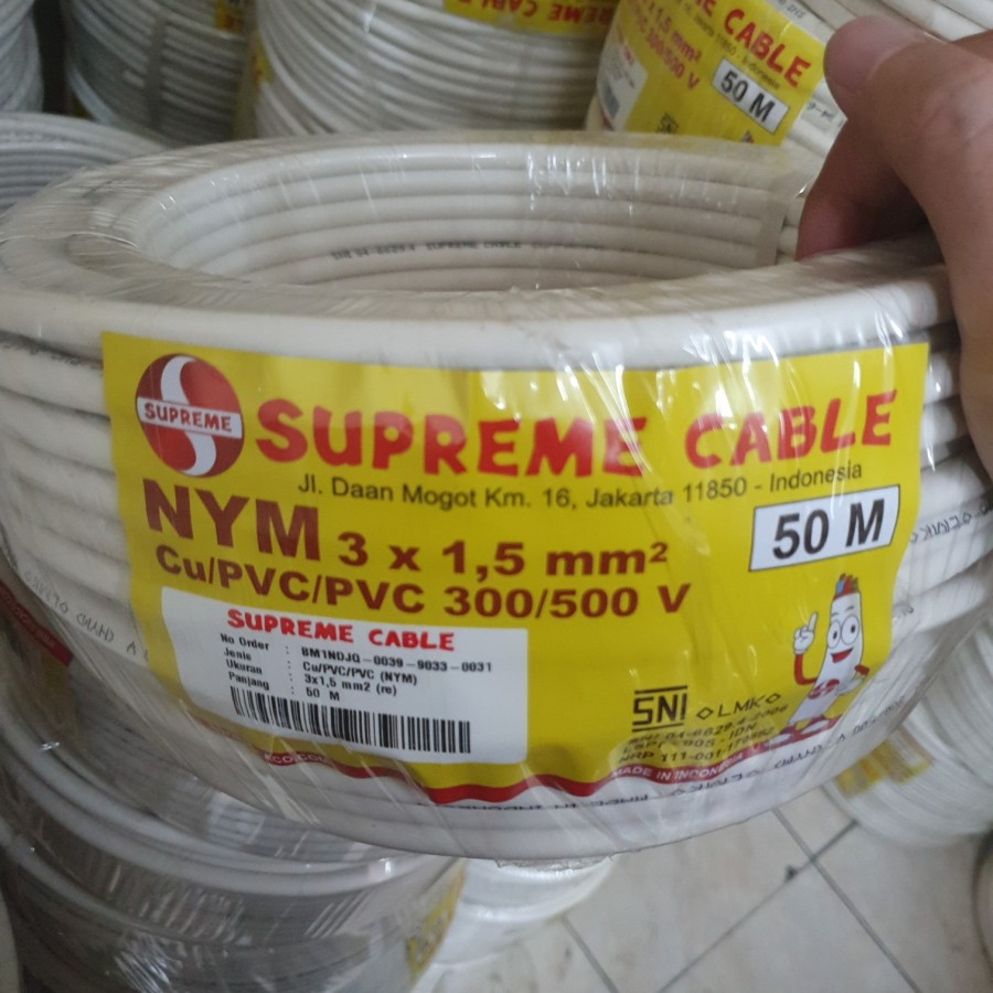 Jual Kabel Listrik NYM Supreme 3x1.5 50MTR ROLL Kabel Supreme NYM 3x1,5 50 Meter Per ROLL ...