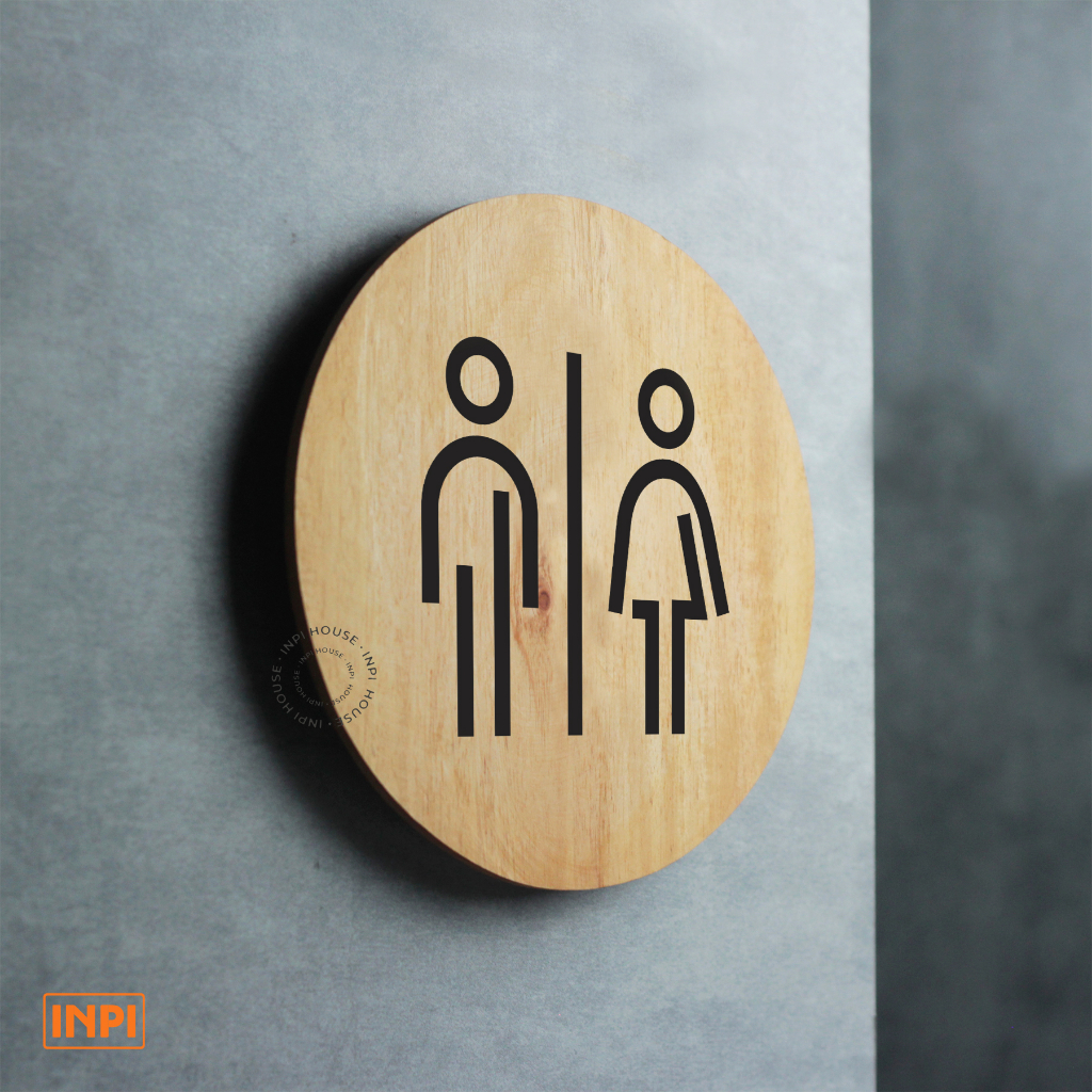 Jual INPI - Sign Kayu Mahoni Sticker lingkaran Logo Toilet / Restroom ...